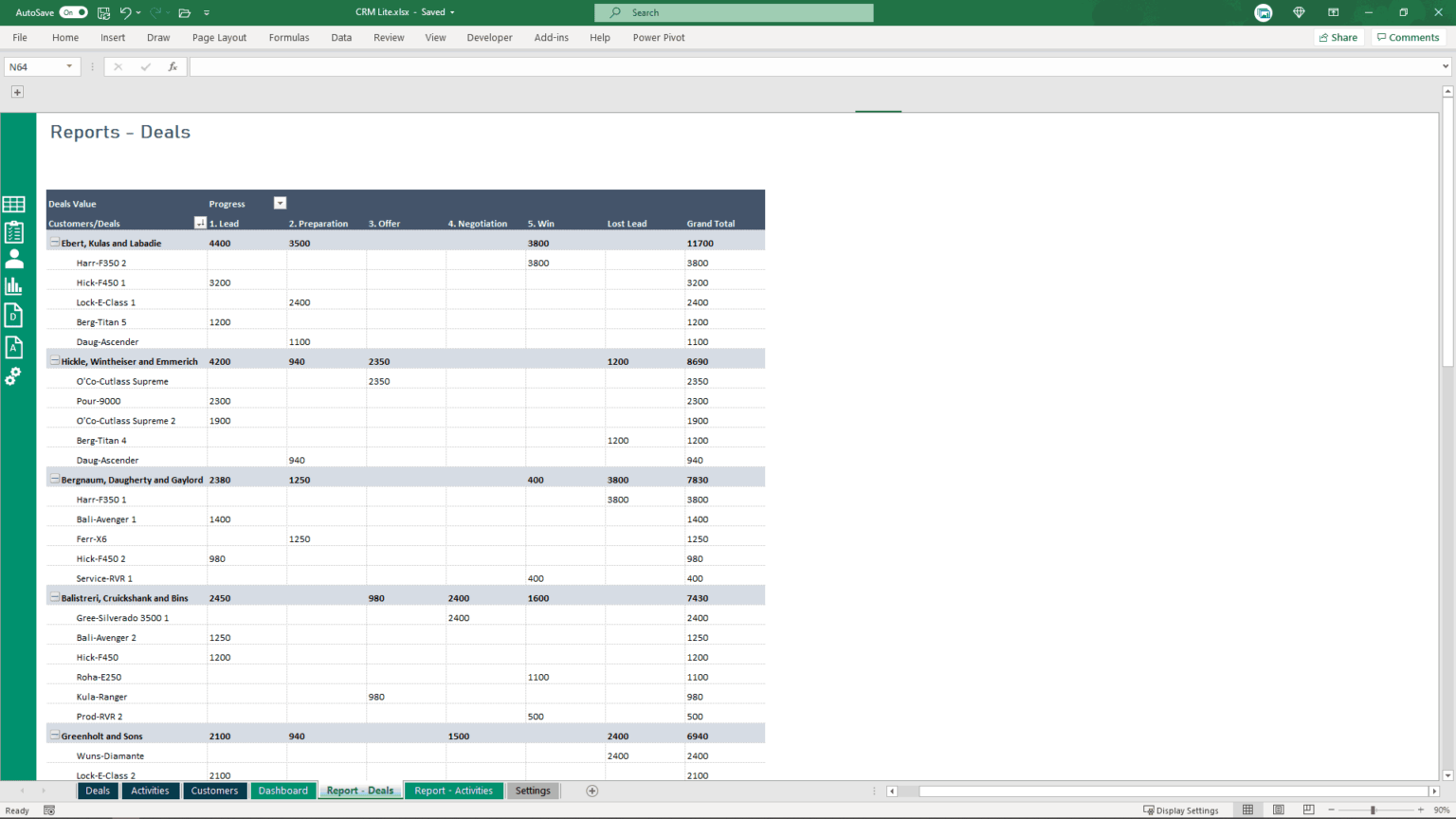 Excel CRM Spreadsheet - Customer Relationship Management