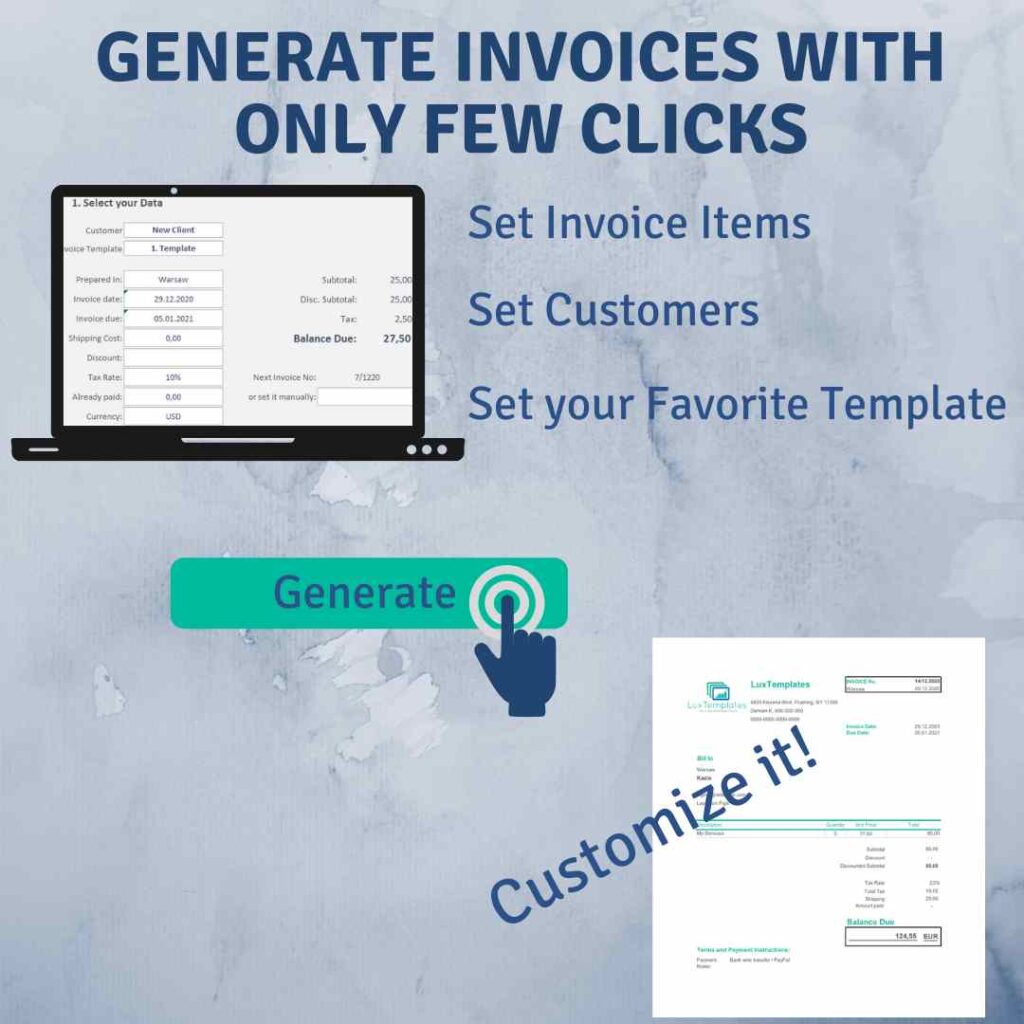 Excel Invoice Generator Tracker Dashboard Luxtemplates