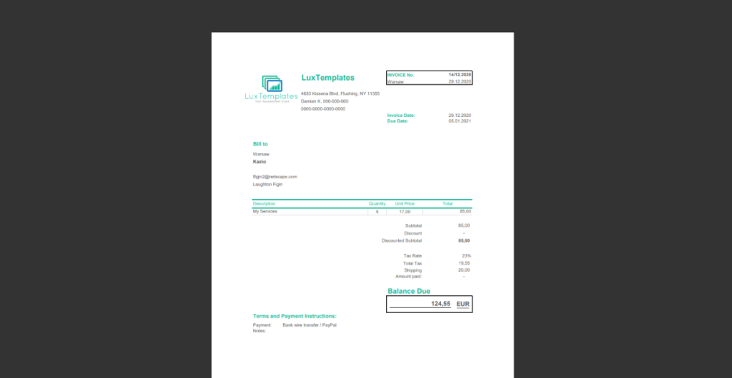 Excel Invoice Generator - Tracker- Dashboard | LuxTemplates Excel Invoice Generator - Tracker- Dashboard | LuxTemplates