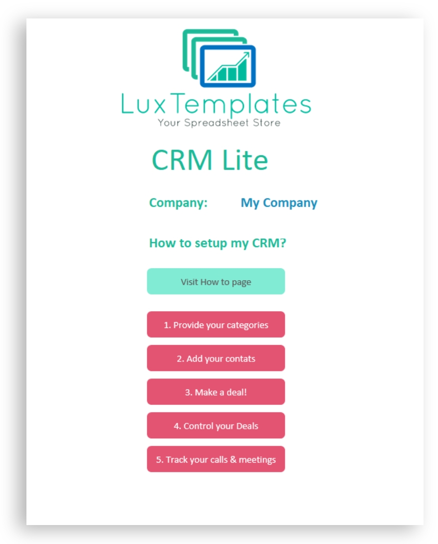 CRM Excel Template + Invoice Tracker — LuxTemplates Deals Analyzer