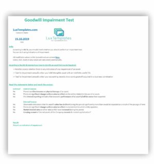 Goodwill Impairment Test - Excel Spreadsheet | LuxTemplates