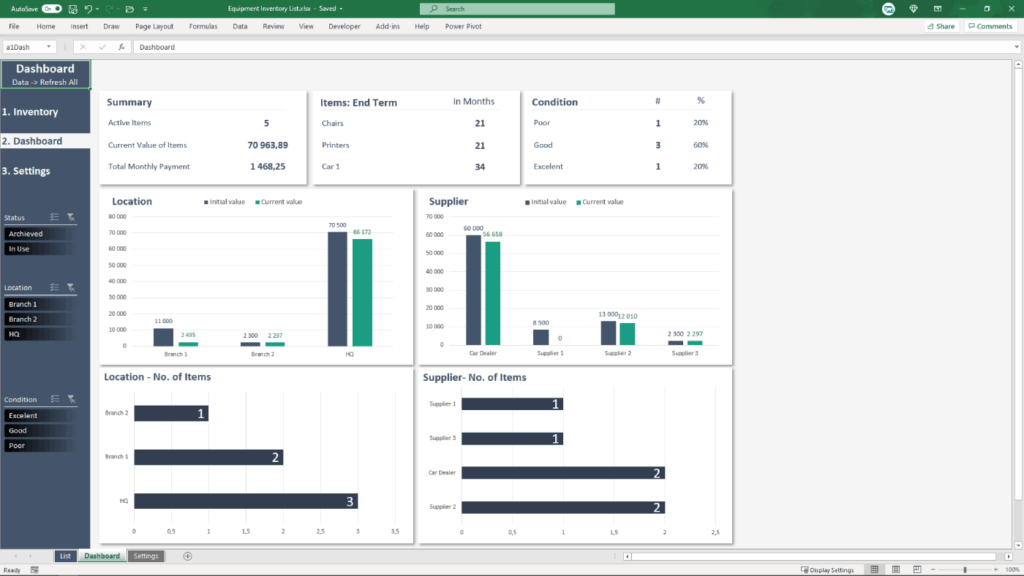 Equipment Inventory List - Flexible Spreadsheet to Track Assets