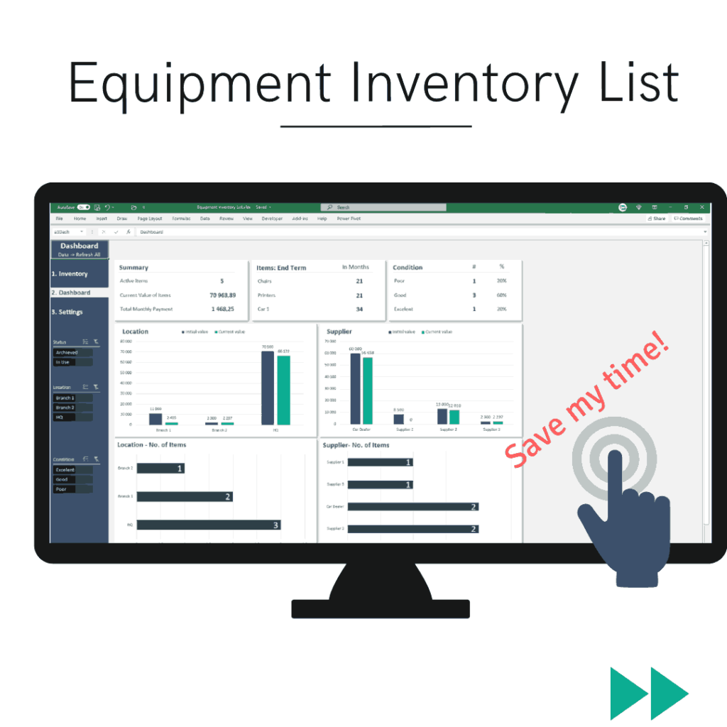 Equipment Inventory List - Flexible Spreadsheet to Track Assets