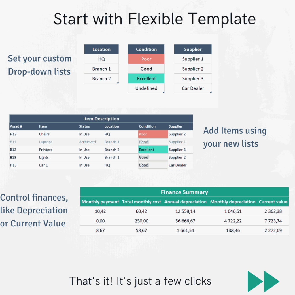 Equipment Inventory List - Flexible Spreadsheet to Track Assets