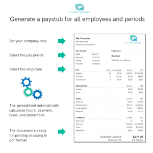 Excel Payroll Calculator with Pay Stubs (Weekly & Monthly)