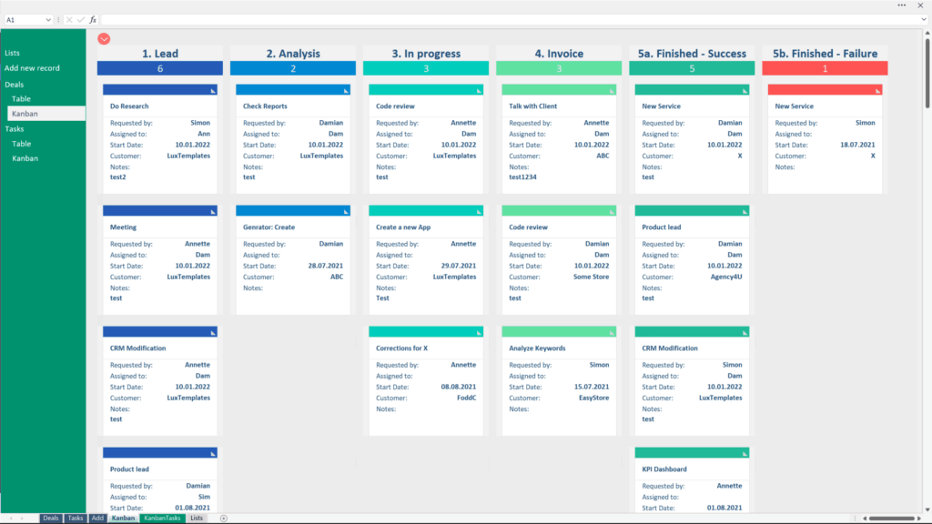 Kanban Board — Lux Templates | Your Spreadsheet Store