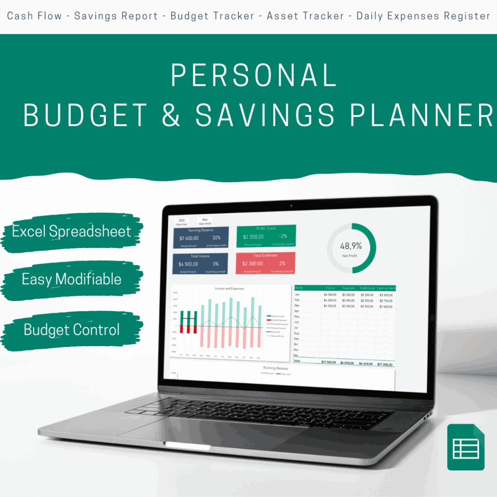Personal Budget & Savings Planner - Excel Spreadsheet
