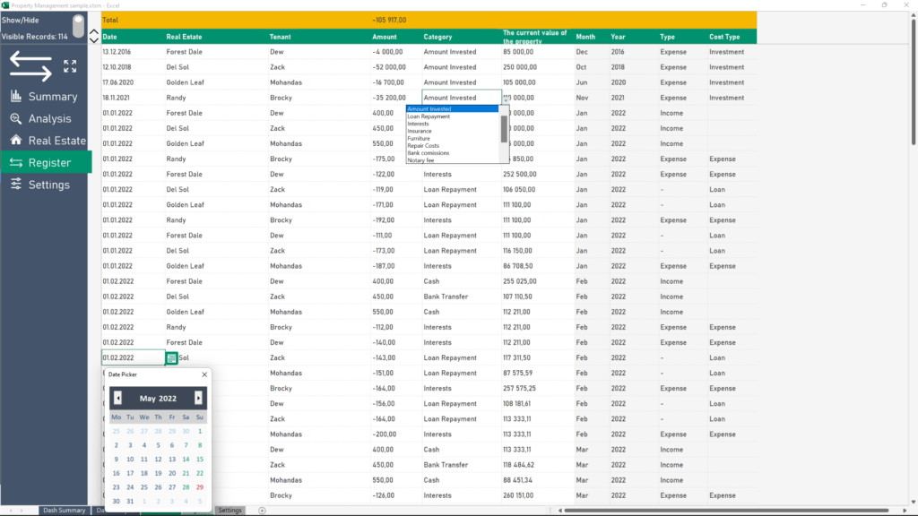 Property Management - Excel Spreadsheet | Instant Download
