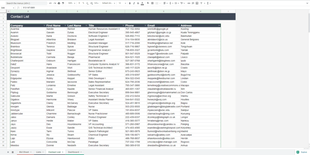 Bid Tracking Spreadsheet | Keep your bids organized!