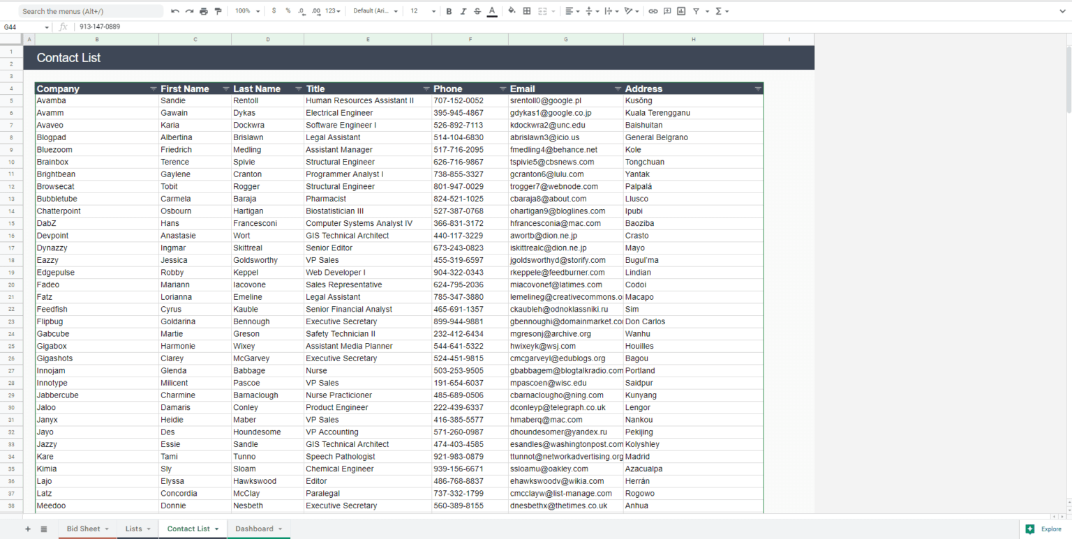 Bid Tracking Spreadsheet | Keep your bids organized!